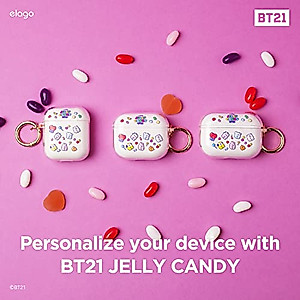 elago BT21 Case Compatible with Apple AirPods 3rd Generation Case, Clear Case with Keychain Compatible with AirPods 3 Case, Reduce Yellowing, Wireless Charging [Official Merchandise] [7FLAVORS]
