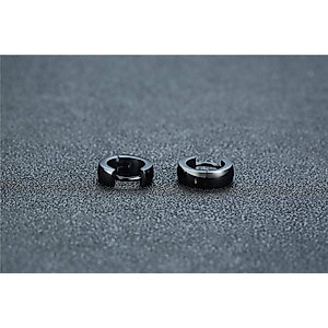 HIJONES Men's Women's Stainless Steel Small Hoop Huggie Hinged Earrings Ear Stud Piercings Black