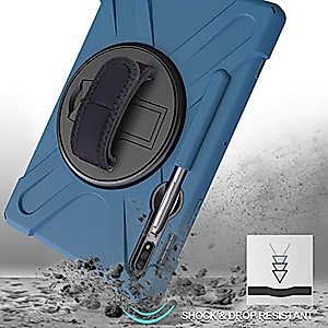 ProCase Galaxy Tab S8 2022 / Tab S7 2020 11 Inch Case (SM-X700/706/T870/T875) with S Pen Holder, Rugged Heavy Duty Shockproof Rotating Kickstand Protective Cover for Galaxy Tab S8 S7 11" -Moroccoblue