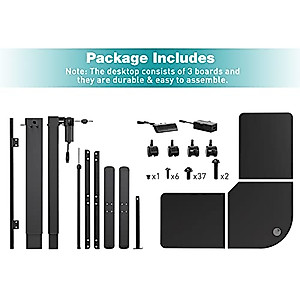 WOKA L Shaped Standing Desk, 48 x 48 Inches,Height Adjustable Electric Stand Up Desk, Sit Stand Desk with Memory Controller for Home Office, Motorized Corner Standing Desk with Splice Board, Black