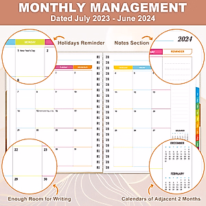 Teacher Academic Planner 2023-2024, Weekly and Monthly Academic Planners for Women in Jul.2023 - Jun.2024, 8.5"x 11" Marked Tabs, Hardcover with Elastic Closure, Back Pocket, Twin-Wire Binding