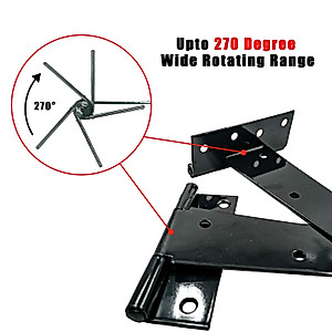 HLMOptimo Heavy Duty T Hinge Tee Hinge T Strap Hinge Shed Hinge Gate Hinge Barn Hinge Fence Hinge Door Hinge Wrought Rustproof All Size Black (6 pcs, 10 inch)