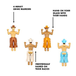 NPW Classic Chaps Reusable Markers, Original Drinking Buddies & Wine Glass Charms Bachelorette Party, Girls' Nights, Cowboy, Novelty Gifts