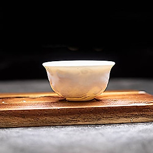 HonHeam Handmake Ceramic Mini Kungfu Tea Cups, Chinese Embossed Dragon Style White Porcelain Tiny Teacups,Tea Bowl Cup set of 6