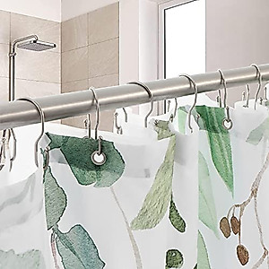 24 Pack Double Shower Curtain Hooks Rings, TENOVEL Double Sided Shower Curtain Hooks Rust Proof for Shower Curtain, Stainless Steel Bathroom Shower Hangers Rings for Shower Rods, Brushed Nickel