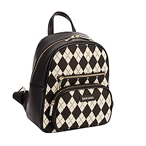 David Jones Fashion Checker Print Sack Women Work Casual Everyday Small Backpack - Brown