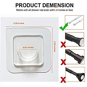 Venupple Spring Tension Rod Holder, 4 Packs Transparent Shower Rod Bracket No Drilling, Small Adhesive Tension Curtain Rod Retainer Shower Curtain Rod Holder (0.95 inches, Transparent)