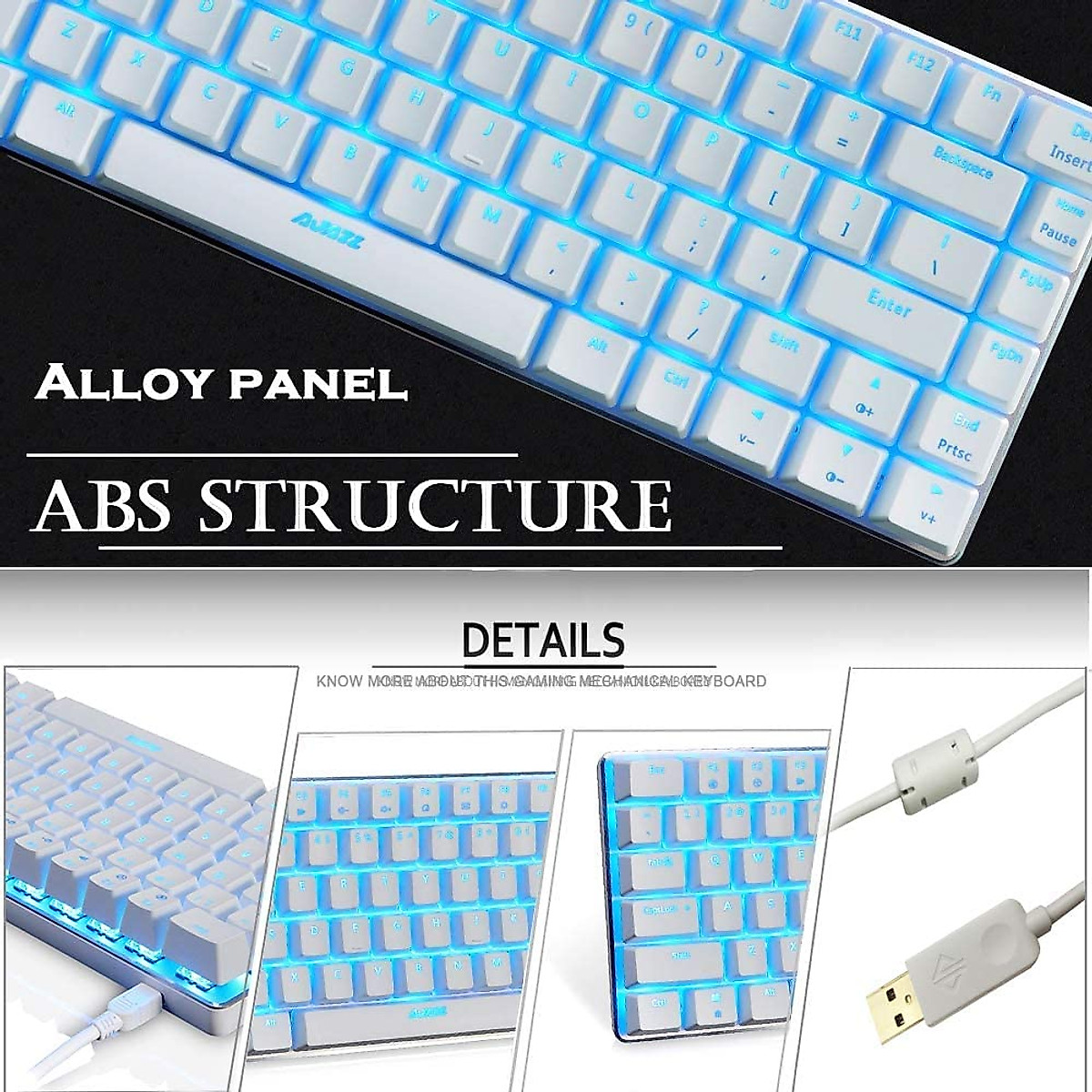 Gaming Keyboard and Mouse,3 in 1 Blue LED Backlit Wired Mechanical Keyboard Black Switch,RGB 6400 DPI Lightweight Gaming Mouse with Honeycomb Shell,Gaming Mouse Pad for PC Gamers(Macaron Green)