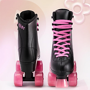 Ruthfot Roller Skates for Women and Girls with Innovative Jelly Wheels, High Top Double-Row Classic Quad Skates with PU Leather for Kids and Adult