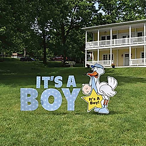 VictoryStore Yard Decorations: It's A Boy Yard Card Letters & Stork Baby Announcement, Set of 9 with Stakes 12349
