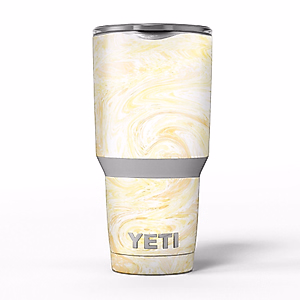 Design Skinz Yellow Slate Marble Surface V21 - Skin Decal Vinyl Wrap Kit Compatible with The Yeti Rambler Cooler Tumbler Cups
