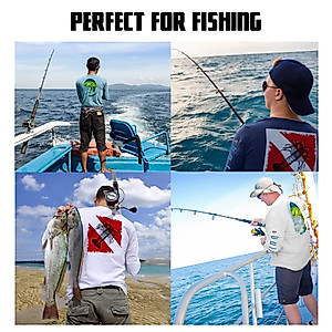 Made in USA Fishing Shirts for Men Long Sleeve Lightweight Dri Fit UPF 40+ Sun Protection Quick Dry Running Hiking Tshirts