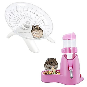 3 in 1 Hamster Water Bottle + Flying Saucer Exercise Wheel for Dwarf Hamster Mouse Rat Hedgehog