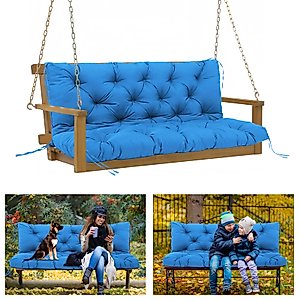 5" Thick Waterproof Porch Swing Cushion 60 x 40 in 3 Seater Replacement Outdoor Swing Cushions with Back Support Patio Swing Cushion for Outdoor Bench Furniture