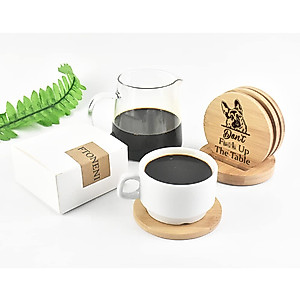 Funny Coasters for Drinks with Holder, Coasters for Coffee Table Set of 4 Coasters for Dining Table, German Shepherd Round Coasters 4" Housewarming Gifts for New House/Home - BZA055