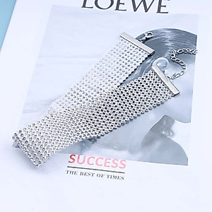 Sttiafay Punk Rhinestone Choker Necklace for Women Wide Full Diamond Necklace Chain 10-Row Sparkly Crystal Choker Collar Sexy Nightclub Party Prom Accessories