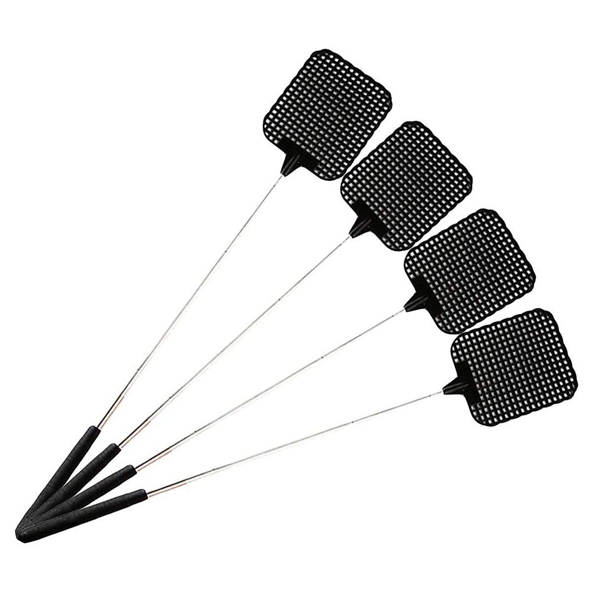 WBTY Telescopic Fly Swatter 4 PCS Plastic Fly Swatters with Stainless Steel Handle for Indoor Outdoor, Extendable Flyswatter (Black)