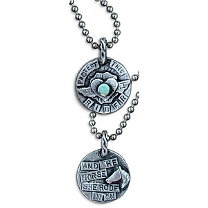 Equestrian Protect This Rider Pewter Horse Pendant Necklace On Ball Chain Made In The USA