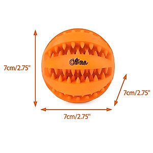 CHIWAVA 2 Pack 2.75" Rubber Teething Dog Toy Dental Balls Food Treat Feeder Chew Ball for Large Dogs