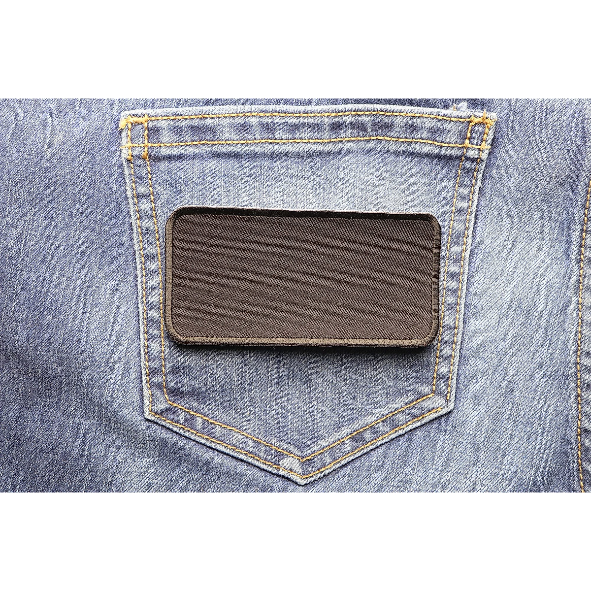 Black 4 Inch Rectangular Blank Patch - by Ivamis Trading - 4x2 inch - Twill Fabric - Paper Backing - Embroidered and Laser Cut Borders