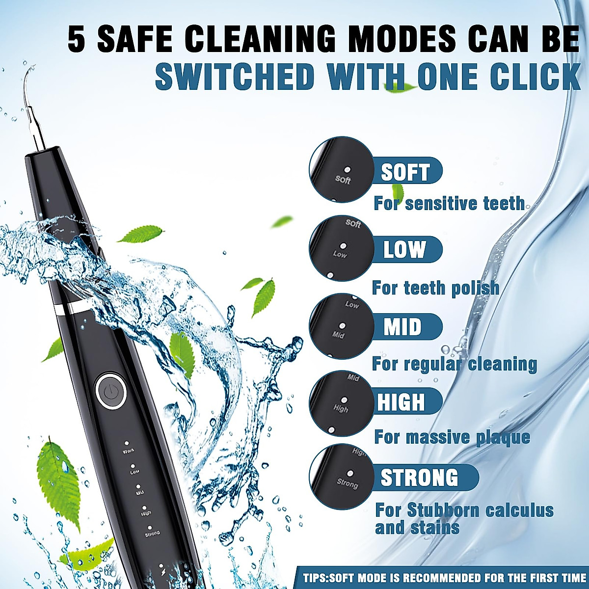 Dog Plaque Remover for Teeth,5 Modes Pet Ultrasonic Tooth Cleaner, Dog Tooth Tartar Remover, Teeth Cleaning Kit for Dental Care, Teeth Cleaner with LED Light, Finger Toothbrush for Dogs and Cats