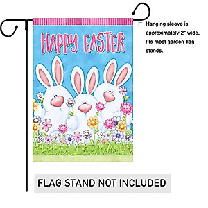 Dtzzou Happy Easter Bunny Garden Flag 12.5" x 18" Outdoor & Indoor Decorative Cute Rabbit Double Sided Flag for Spring Easter Decoration