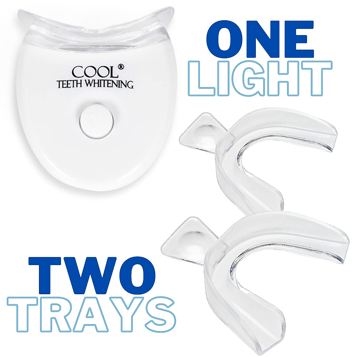 Teeth Whitening Trays Moldable Mouth Tray 2 Dental Trays Teeth Whitening Light for Faster Stain Removal Included Form Shape Perfectly Mouth Dental Tooth Compatible with Opalescence Whitener Bleaching