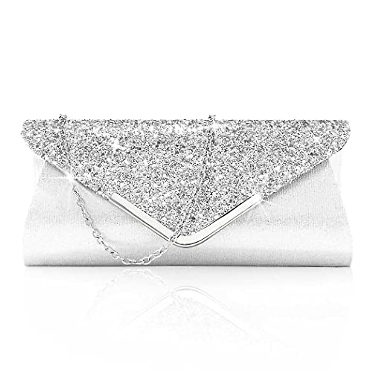 Yokawe Clutch Purses for Women Sequin Evening Bag Glitter Envelope Handbags for Party Wedding Prom Formal (Silver)