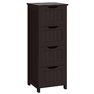 Yaheetech Bathroom Floor Cabinet, Wooden Side Storage Organizer, 4 Drawers Free-Standing Cabinet for Bathroom/Hallway/Living Room, Espresso