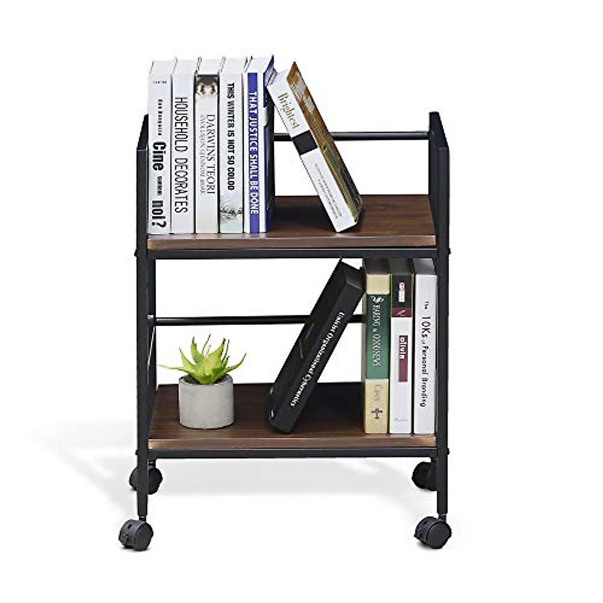 Furinno Modern Storage Cart, Dark Walnut