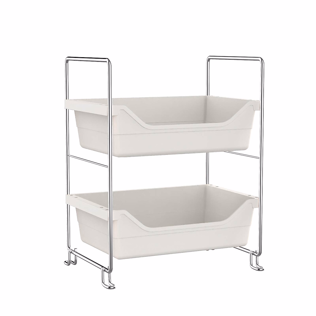 kaileyouxiangongsi Spice Racks, Cosmetic Storage Shelf, Bathroom Countertop Organizer, Vanity Tray Cosmetic & Makeup Storage, 2-Tier Stackable Organizer Shelf (Silver)