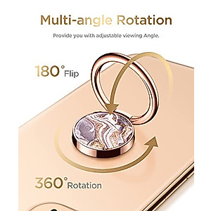 GVIEWIN Marble Bundle - Compatible with Samsung Galaxy S23 Ultra 6.8 Inch [No Built-in Screen Protector] + Phone Ring Holder (Burgundy/Gold) (2 Items Bundle)