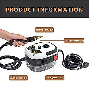 EDYYDS High Pressure Steam Cleaner, 2500W Handheld High Temp Fast Heating Portable Cleaning Machine, for Home Use Grout Tile Car Detailing Kitchen Bathroom with 3 Brush Heads