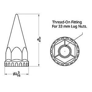 TORQUE 20 pcs of 33mm Chrome Spike Screw-on Lug Nut Covers for Volvo & International & Peterbilt & Kenworth & Mack & Freightliner (Cascadia, Columbia, M2, FLD) Semi Trucks (2 x TR10570)