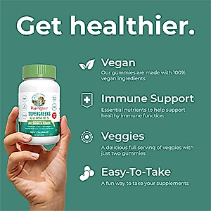 MaryRuth's Super Greens Gummies | Sugar Free | Super Greens Powder in a Gummy | 8 Greens Gummies with a Full Serving of Veggies for Adult & Kids Age 4+ | 2g Fiber Per Serving | Vegan | 60 Count