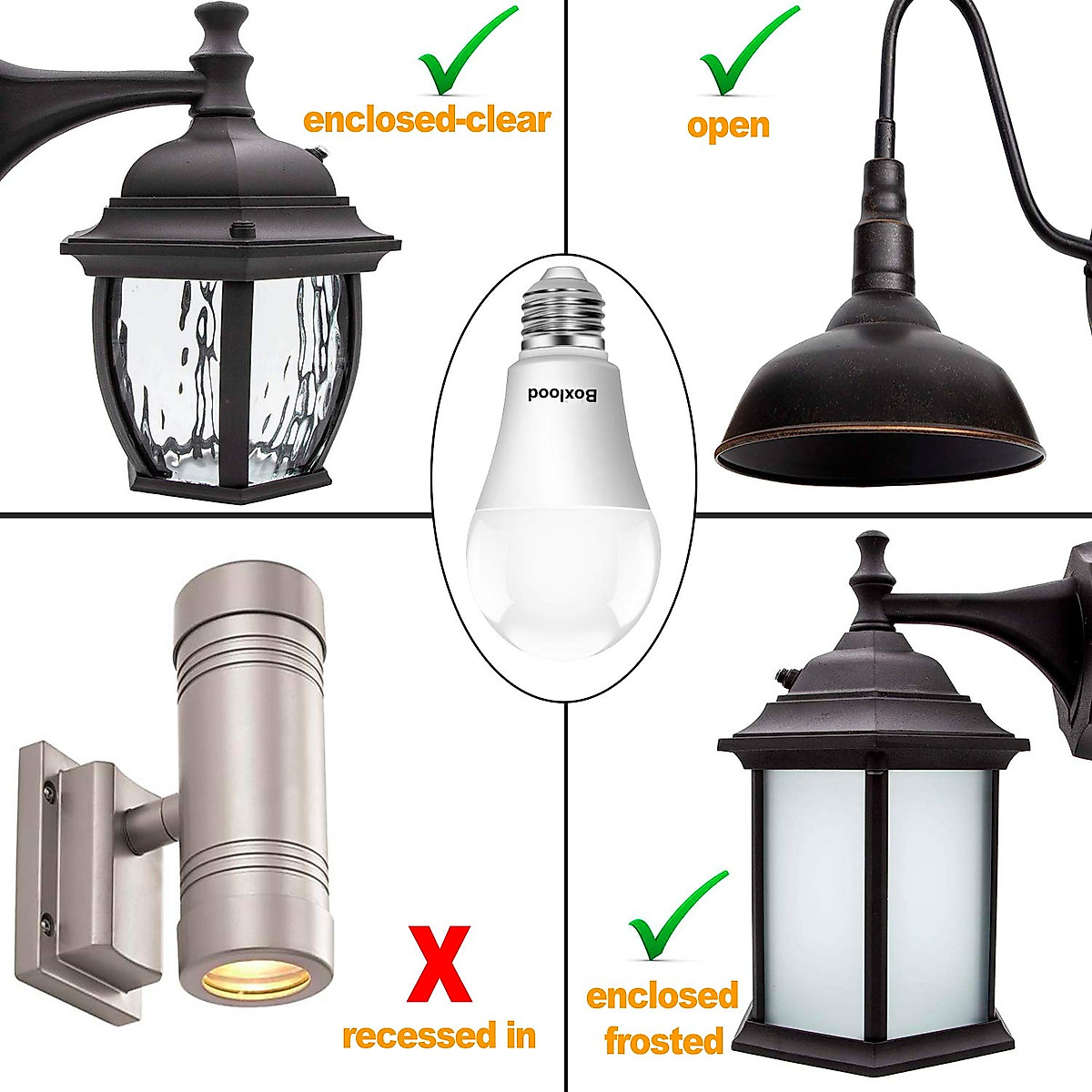 Dusk to Dawn Light Bulb,Build in Light Sensor Detector,9W(60W Equivalent),A19 Photocell Sensor Bulb,No Timer Required,3000K Warm White,for Indoor or Outdoor Use,Boundary,Garage,Patio,2-Pack by Boxlood