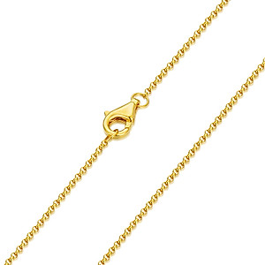 MRENITE Solid 18k Yellow Gold 1.3mm Round Rolo Cable Chain Necklace Gold Chain Necklaces Collection Lobster Clasp for Women 20"