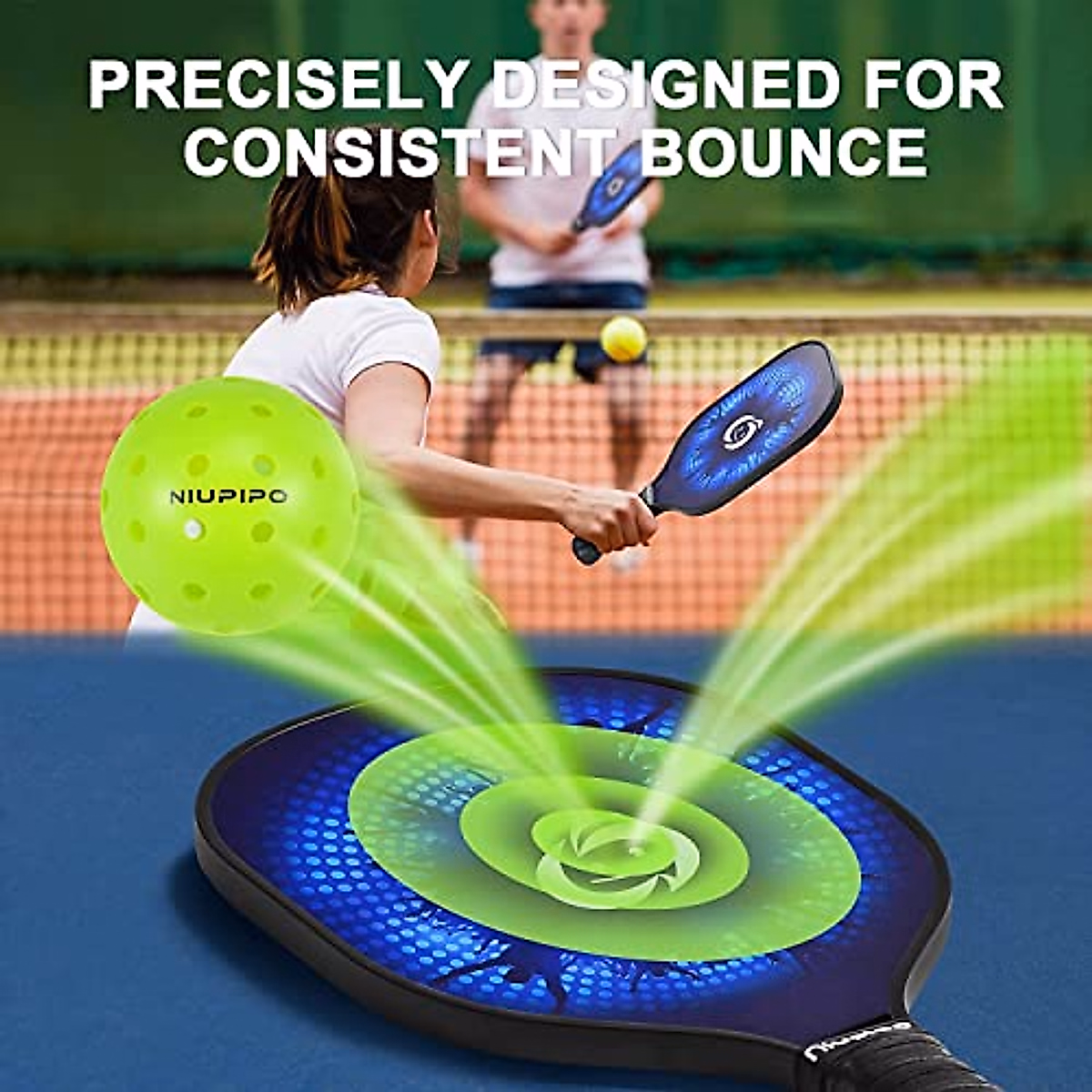 niupipo Pickleball Balls/Pickleball Net, Outdoor Pickleball Balls, USAPA Approved Pickle Balls/Portable Pickle Ball nets for Tournament, High Elasticity & Durable, 3/6/12/36/100 Pickleball Balls Pack