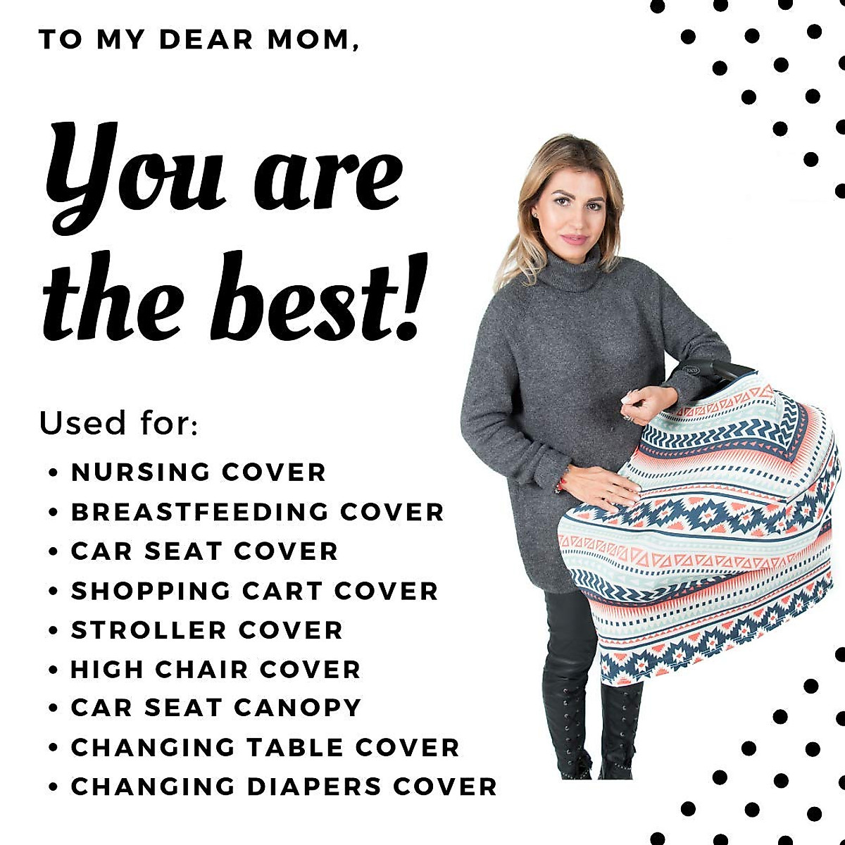 Premium Soft - Baby Car Seat Canopy, Nursing Cover, Breastfeeding Cover, Shopping Cart Cover, Stroller Sunshade, High Chair Cover, Car Seat Covers for Girls and Boys, Baby Seat Cover - Aztec