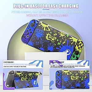 Switch Case Compatible with Nintendo Switch OLED,Switch Oled Case Cover with Screen Protector,Playstand,Thumb Grip Caps for Nintendo Switch Oled.(Nintendo Switch Oled)