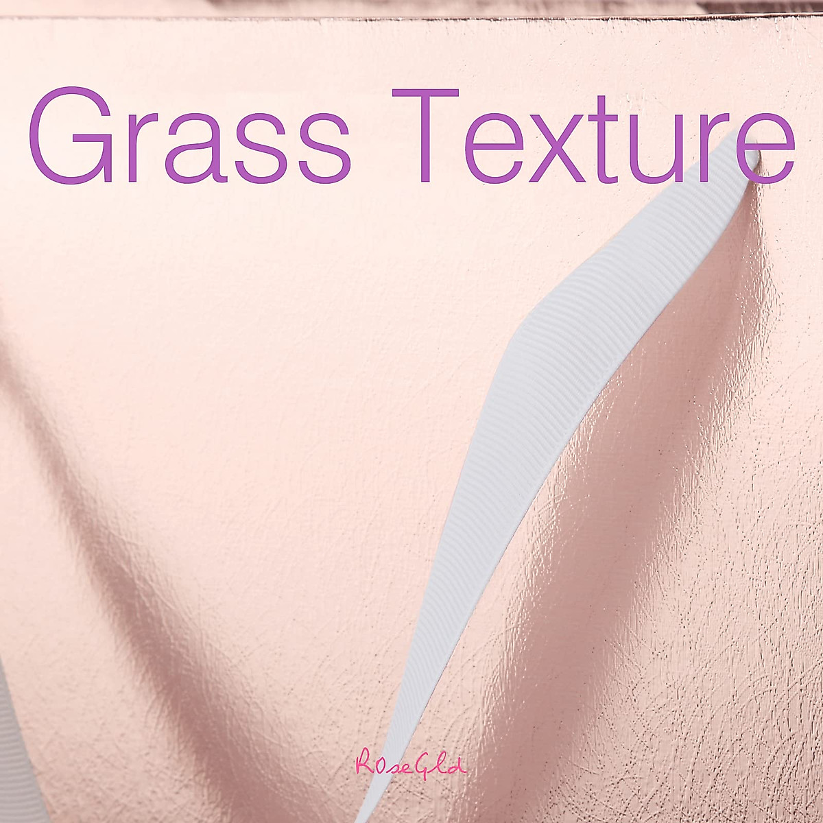 ROSEGLD 12 Large Gift Bags 13x5x10 Inches, Luxury Gift Bags, Rose Gold Gift Bags with Handles for All Occasions (Glossy Rose Gold with Grass Texture)