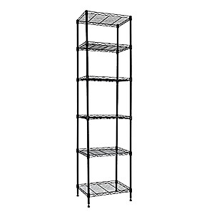 REGILLER 6 Wire Shelving Steel Storage Rack Adjustable Unit Shelves for Laundry Bathroom Kitchen Pantry Closet (Black, 16.8L x 11.7W x 63H)