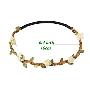 Candygirl Rose Bohemian Flower Crown Headbands - 12pcs Floral Garland Headpieces for Women and Girls