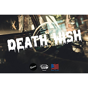 Death Wish Vinyl Decal Stickers | 2 Pack | 8 inch | Waterproof | Pick Your Color | Melted (White)