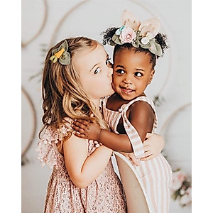 2Bunnies Girl Vintage Lace Pom Pom Trim Birthday Party Dress for Little Kid(Dusty Pink, 5)