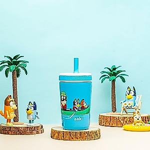 Zak Designs Bluey Kelso Toddler Cups For Travel or At Home, 12oz Vacuum Insulated Stainless Steel Sippy Cup With Leak-Proof Design is Perfect For Kids (Bluey, Bingo, Grandad Mort)