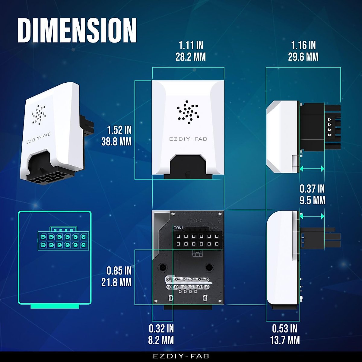 EZDIY-FAB PCIe 5.0 12VHPWR GPU Power Bridge, 12+4 Pin Angle Connector Power Adapter, for RTX40' Series GPUs, Compatible with RTX4090, 4080, 4070ti - White 90° RVS