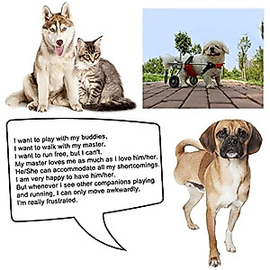 QingYi Dog Wheelchair , Adjustable Animal Exercise Wheels,Cart Pet Wheelchair for Handicapped Hind Legs Small Pet/Cat/Dog Red