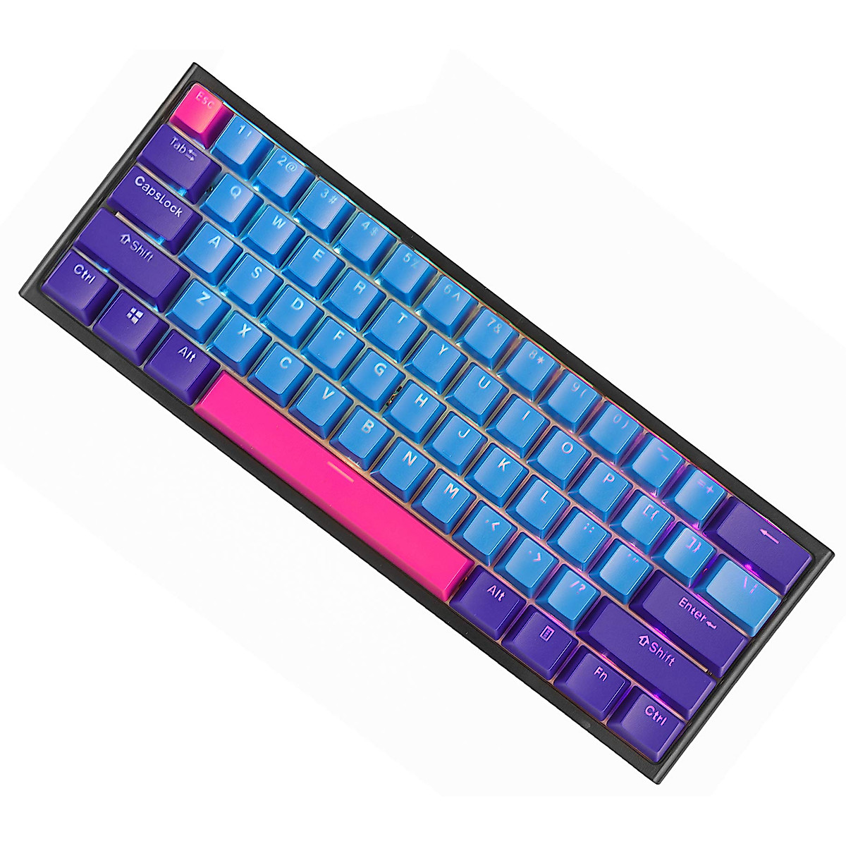 61 Mini Mechanical Keyboard,BOYI Mini RGB PBT Keycap Cherry MX Switch 60% Compact RGB Mechanical Gaming Keyboard (Cherry MX Blue Switch, Deep Blue+Purple)