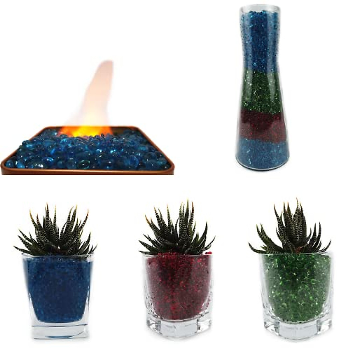 Lustering Decorative Round Flat Glass Beads,Glass Marbles,Glass Pebbles,Vase Filler Beads for Fire Pit Crafts Aquarium Garden Decoration,3-6mm,1-Pound Jar (Clear/Transparent)